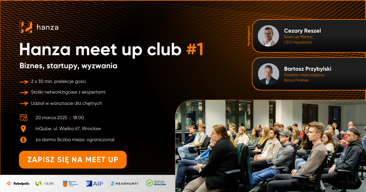 Hanza meet up club #1 - Biznes, Startupy, wyzwania - Evenea.pl